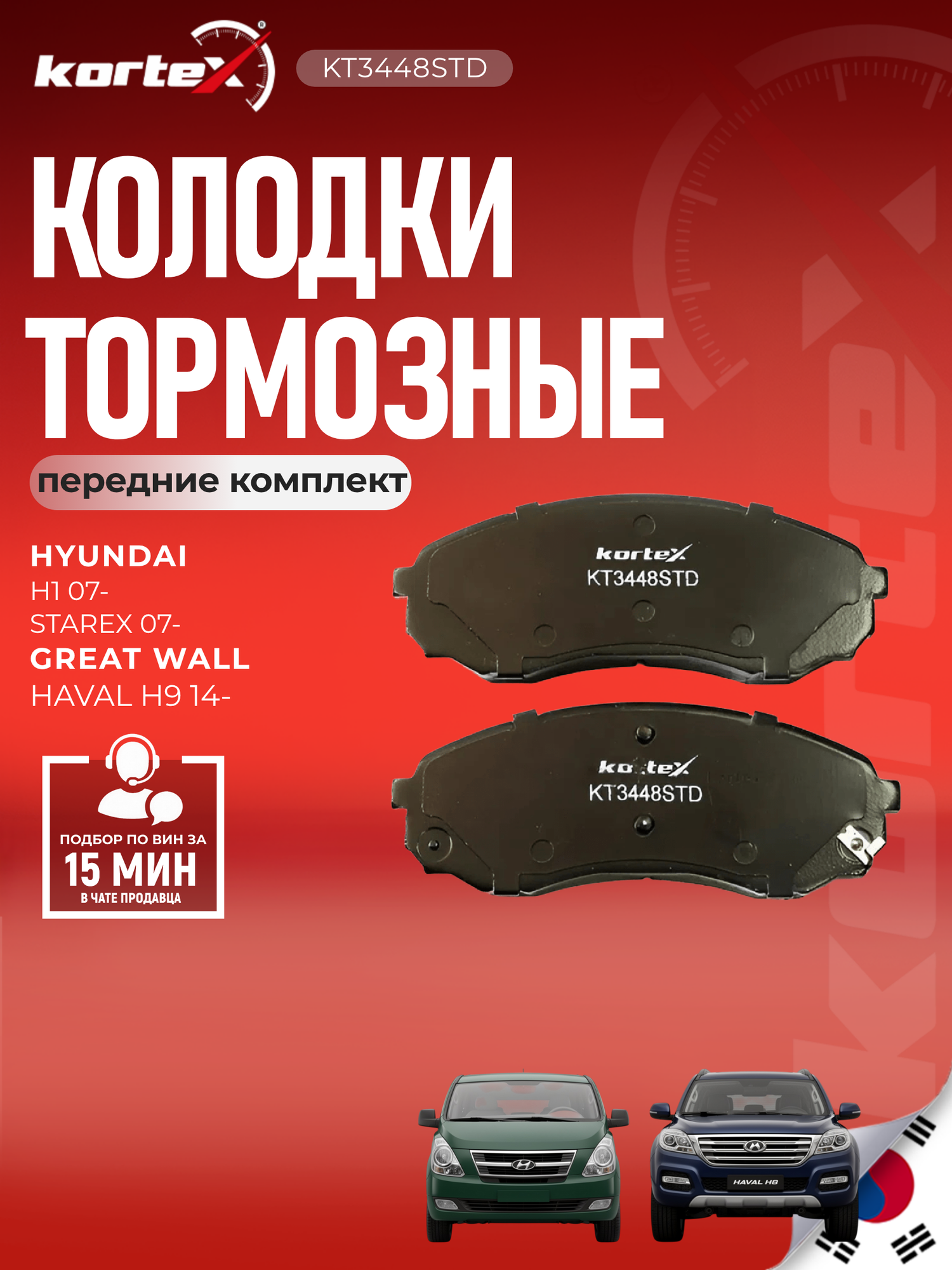Колодки тормозные передние комплект Хендай H-1, КИА Карнивал, SX1196, SP1238, S581014HA50