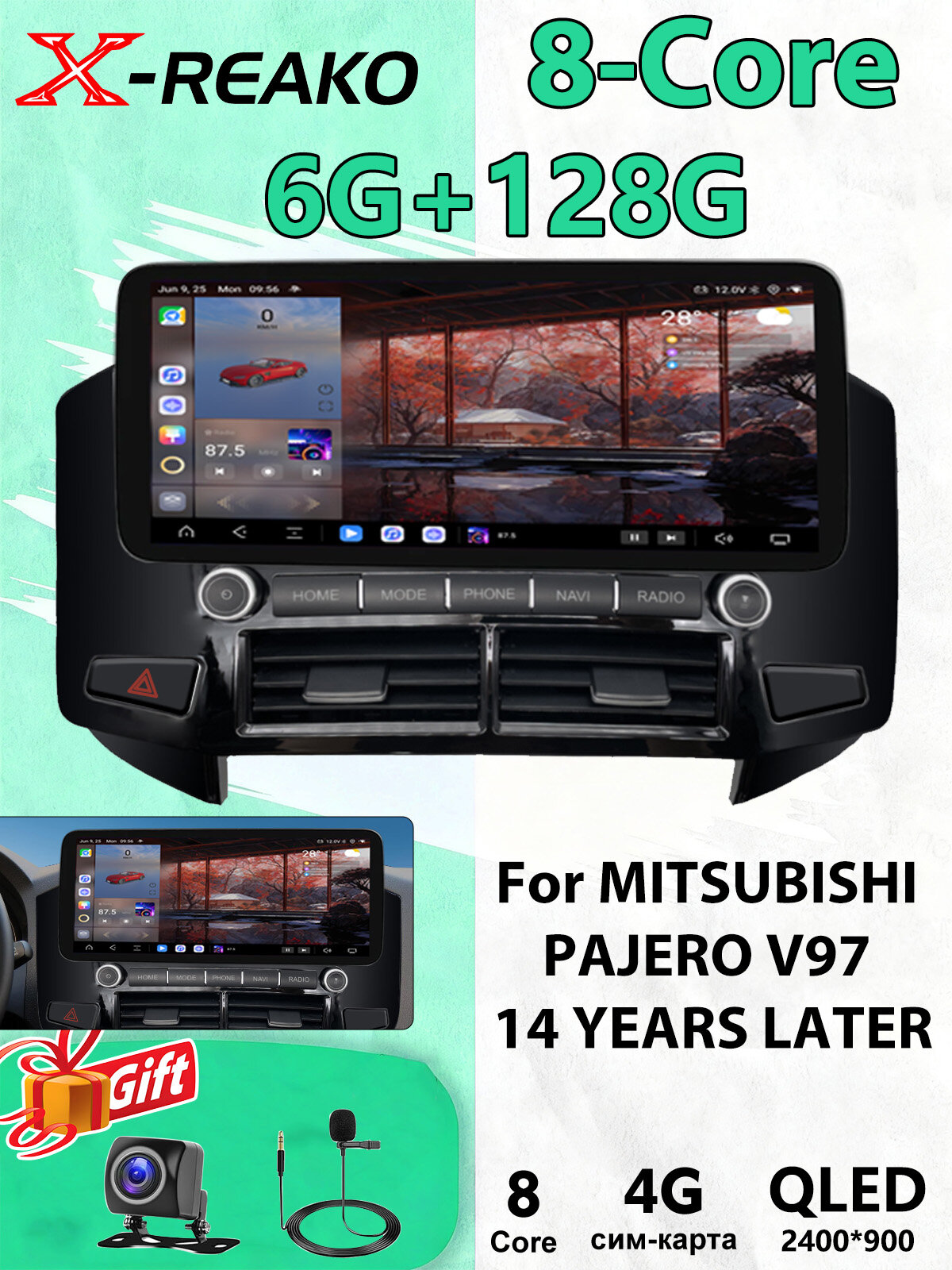 Штатная магнитола универсальная 12.3 дюймов MITSUBISHI PAJERO V97 14 YEARS LATER , Магнитола Android , 2din Головное устройство Мультимедиа