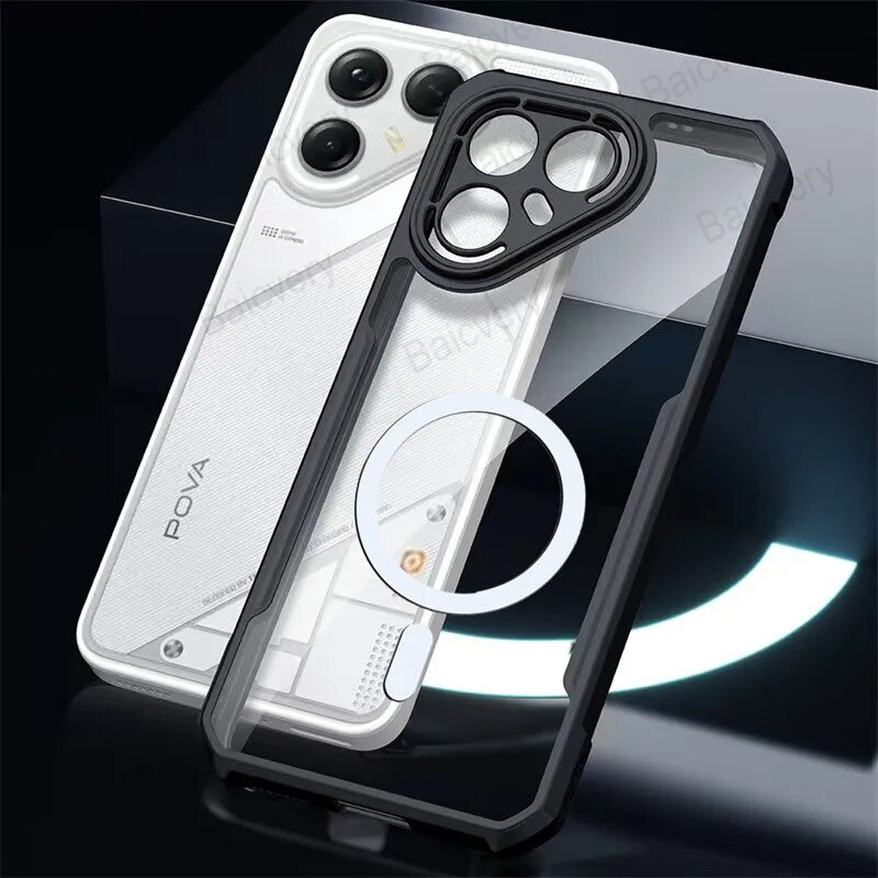 Прозрачный чехол TECNO POVA 7 Ultra Clear-Black с магнитом