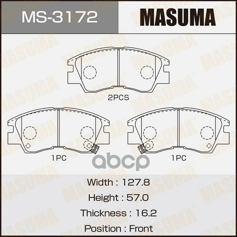 Колодки торм. пер. MITSUBISHI L200 2.5D 86-96 / L300 2.0-2.5/D 86-> / Pajero 2.5-3.0/D 83-> Masuma арт. MS-3172