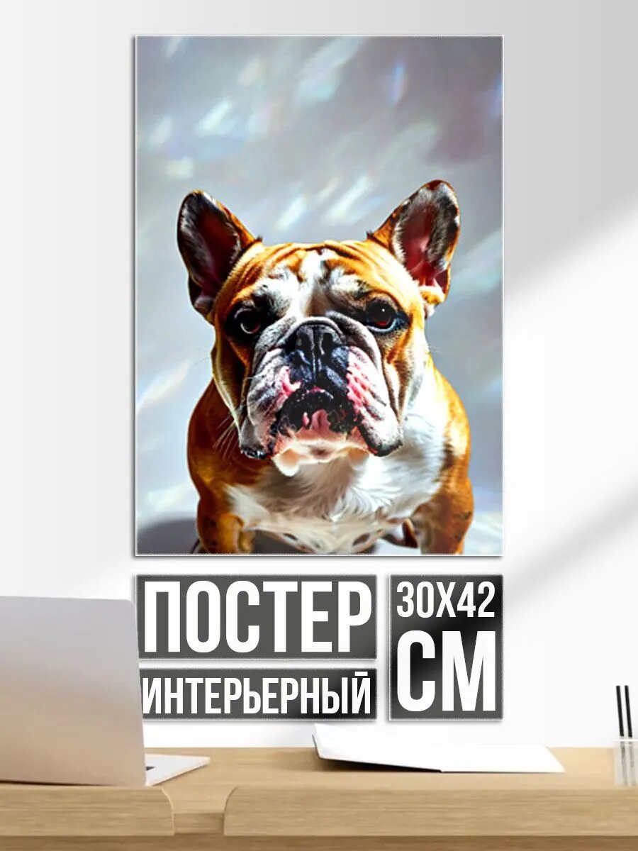 Постер на стену Бульдог на белом