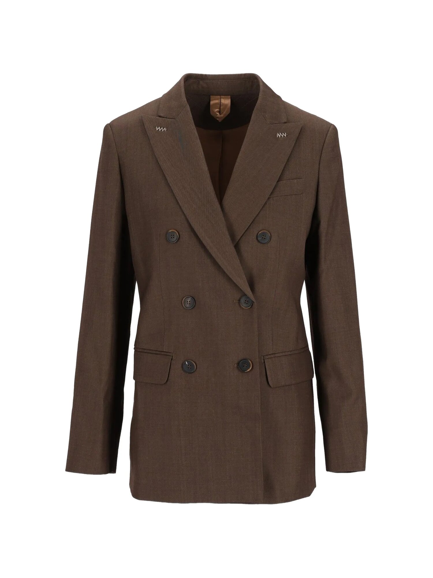 Пиджак Double-breasted wool gabardine blazer - tobacco