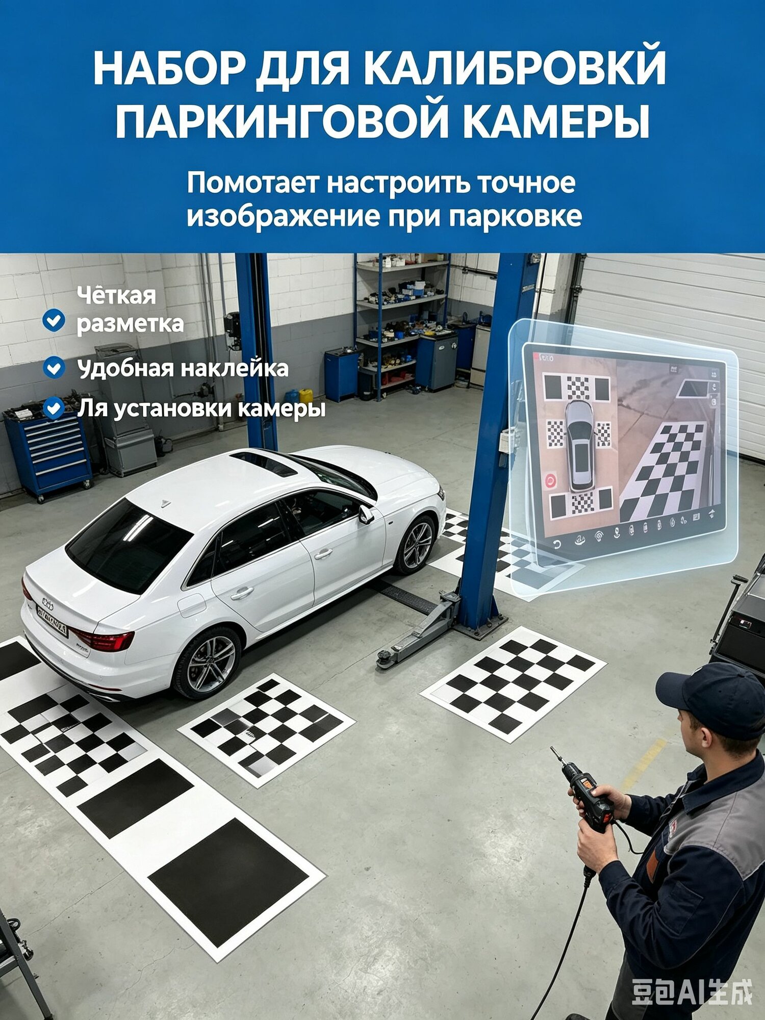 Набор калибровочных плит для настройки автомобильной системы 360 градусов, шахматная разметка для панорамной камеры, 6 элементов в комплекте