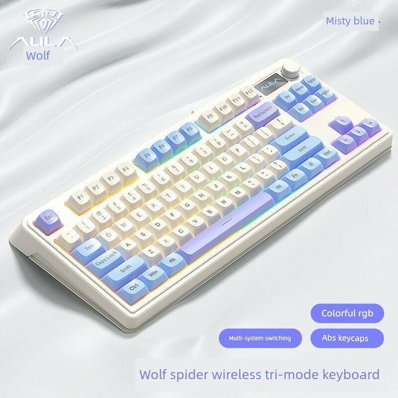 Wolf Spider S99 Беспроводная 3-режимная механическая клавиатура с RGB-подсветкой, цвет дымчато-голубой, для игр