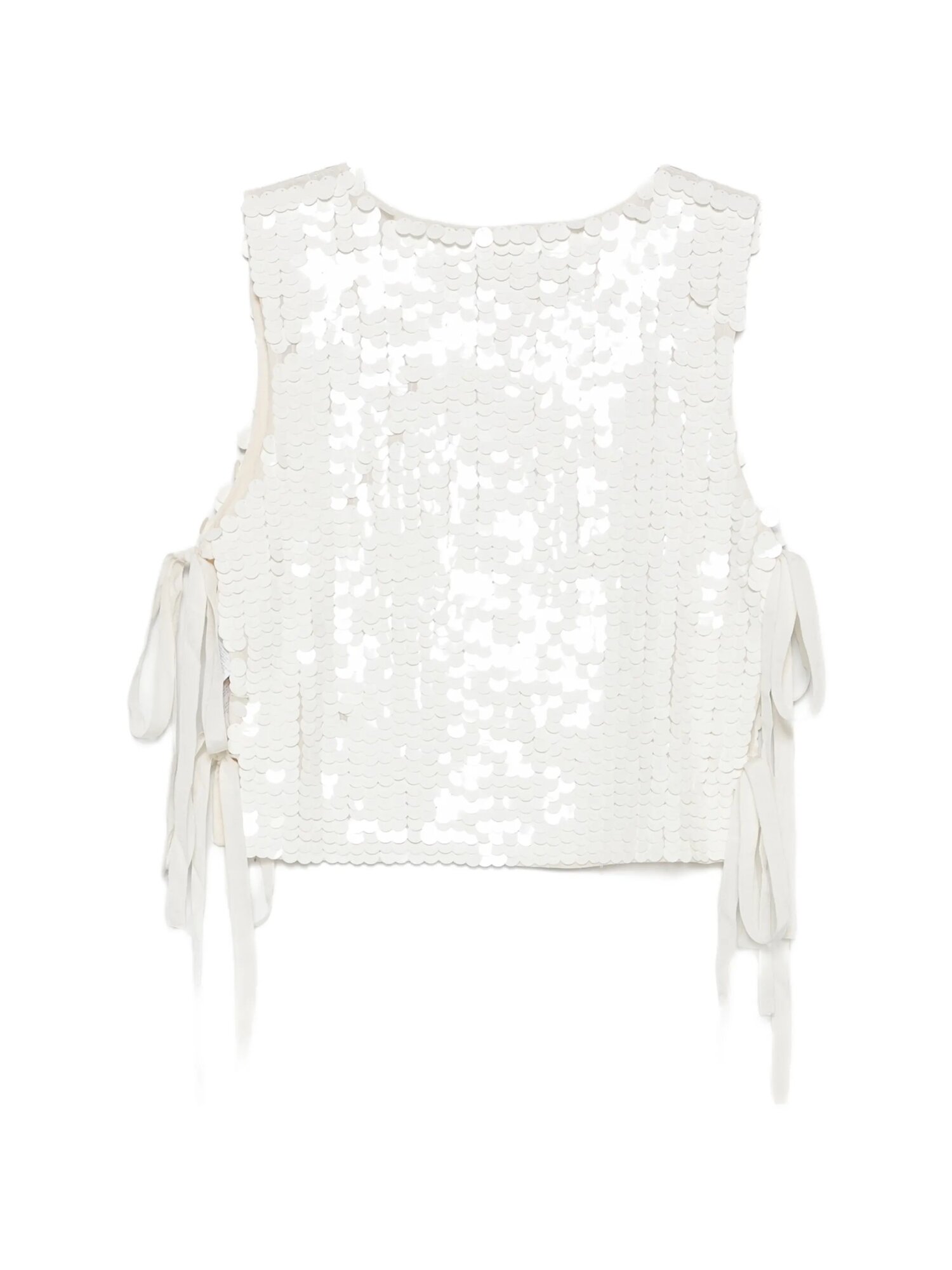 Топ P.A.R.O.S.H. Sequin-embellished side-tie top, размер 44, бежевый/белый — фото 1