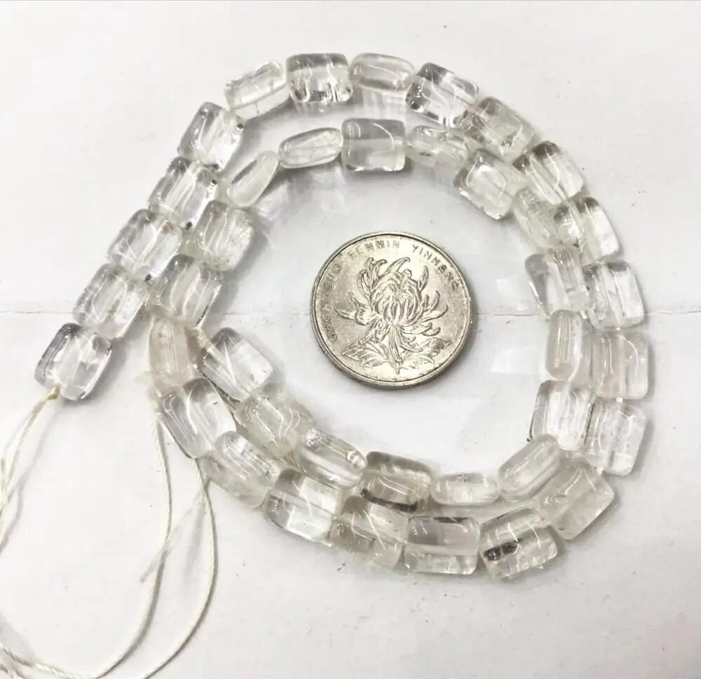 Бусины горный хрусталь серебряный, 8x10 мм, прямоугольные