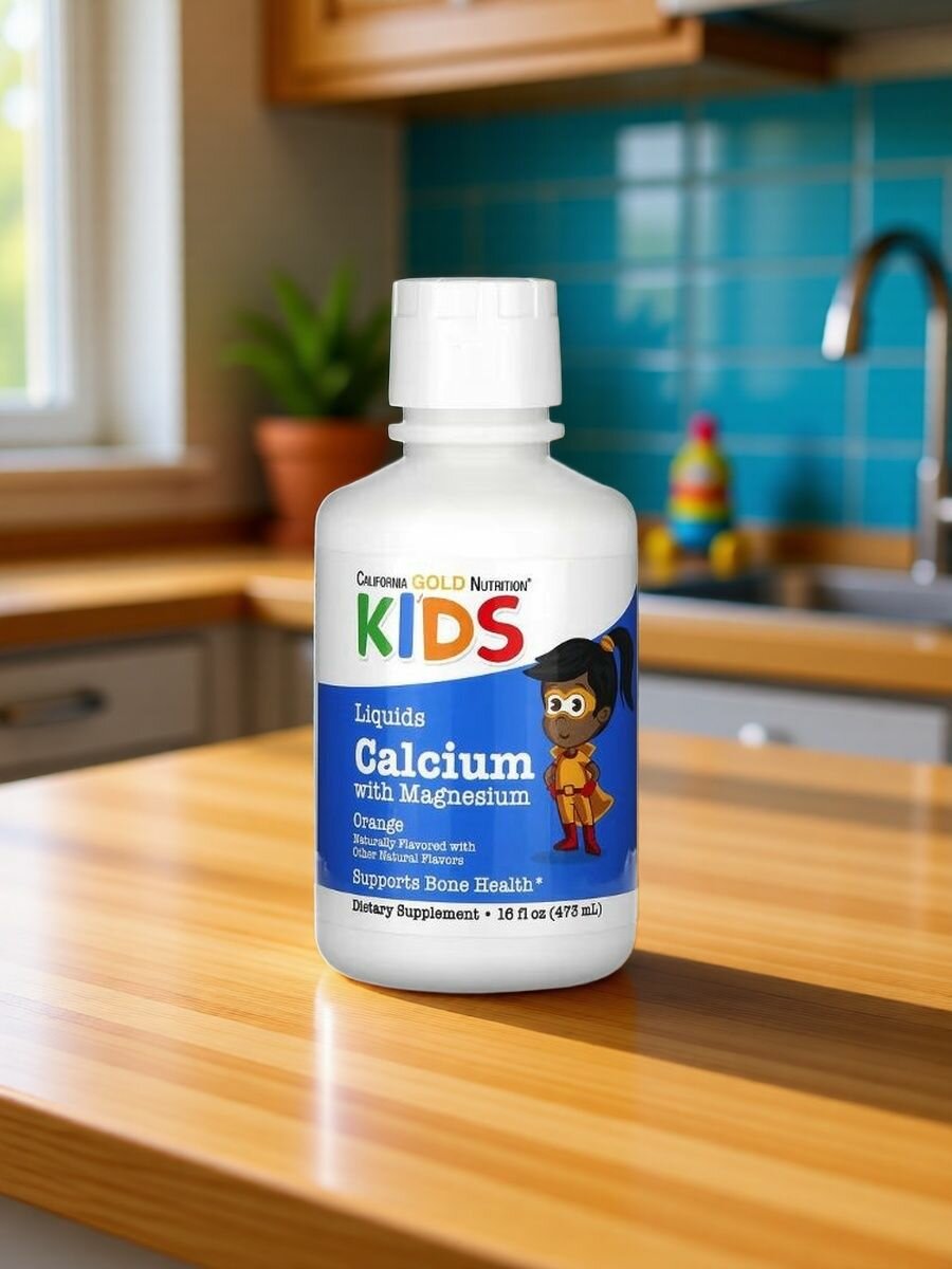 California Gold Nutrition, жидкая добавка с кальцием, магнием, витамином D и цинком для детей, 473 мл