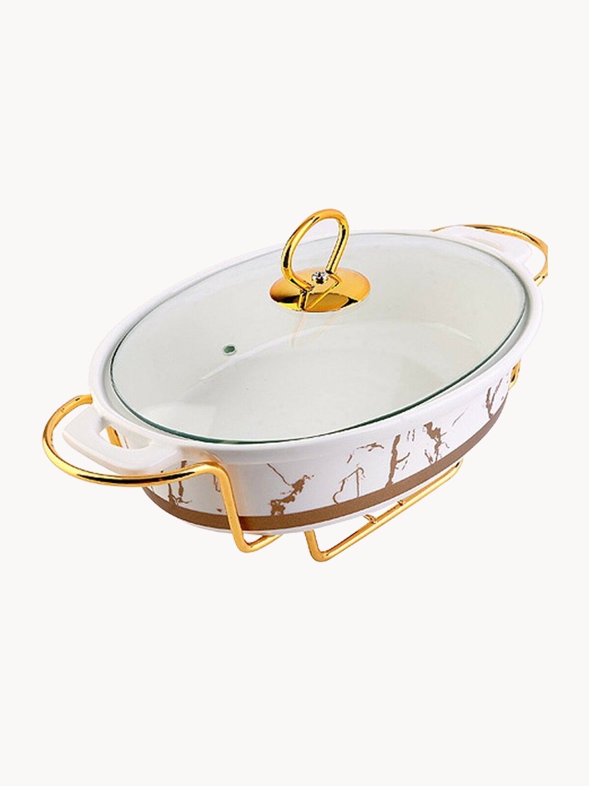 Мармит Loraine 1,2л на 1 свечу с крышкой, на подставке (31395)