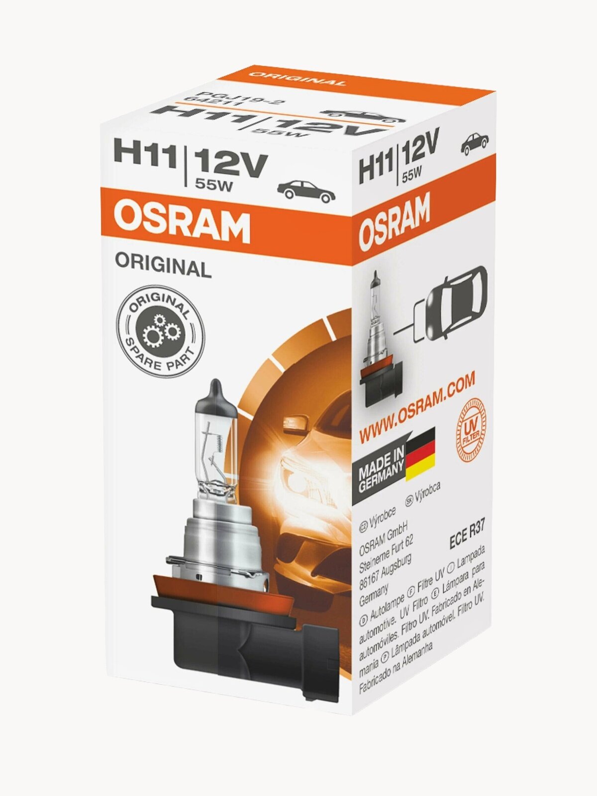 Лампа 12v H11 55w Pgj19-2 Osram Original Line Картон 64211 Osram арт. 64211 1 шт