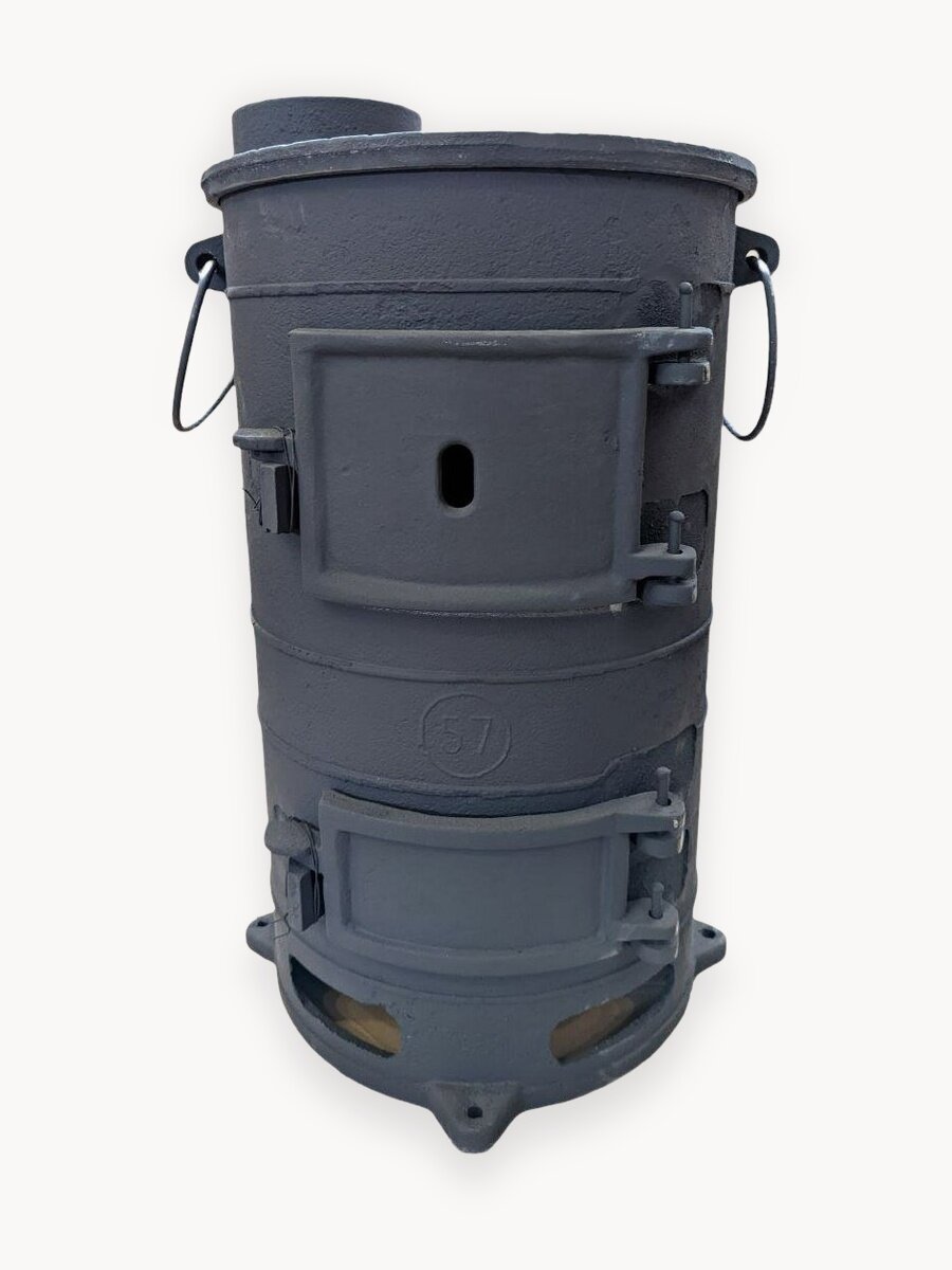 Печь чугунная армейская ПОВ-57 буржуйка из серого чугуна марок СЧ10-СЧ15 ГОСТ 1412-85, соответствует РСТ РСФСР 678-82