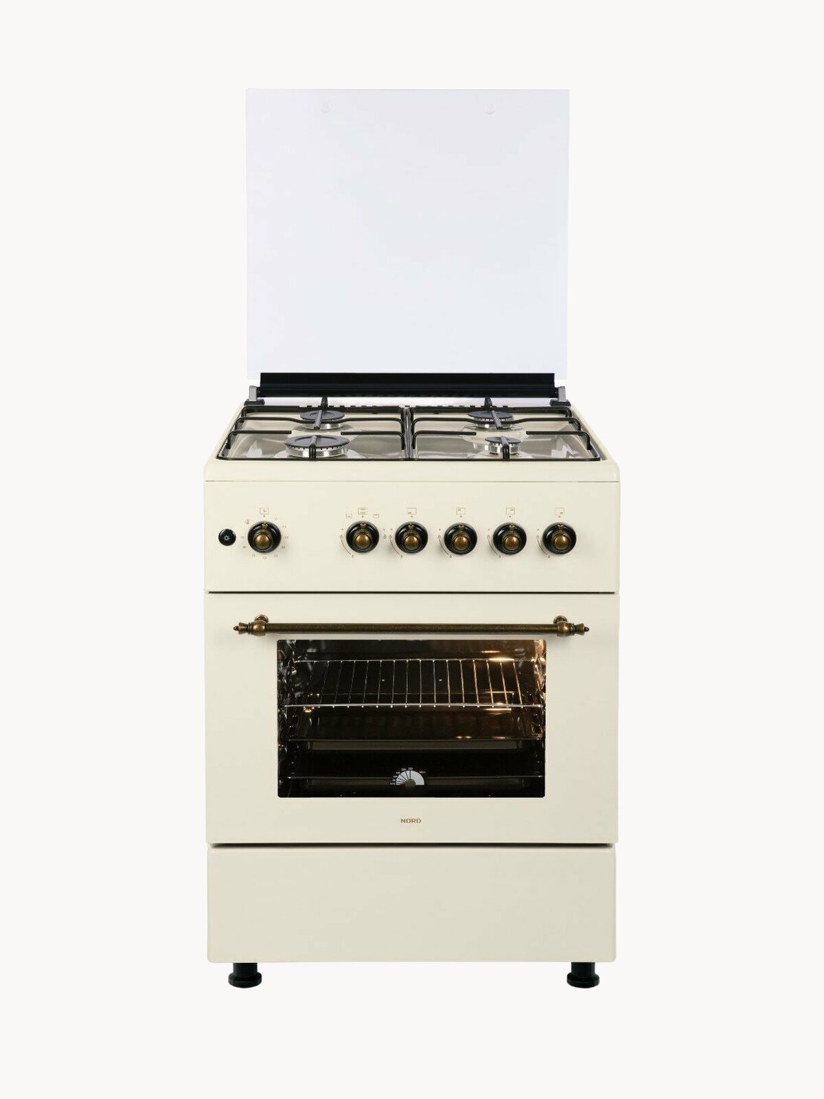 Газовая плита NORD GG 6061 Y, 63 литра, газ-контроль духовки, автоподжиг, гриль, цвет бежевый