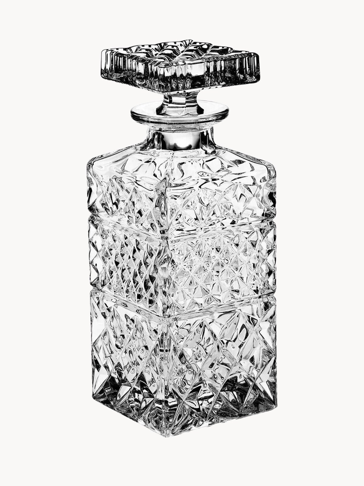 Прозрачный хрустальный графин для виски с крышкой, объем 0.7 л, элегантный дизайн, идеален для сервировки
