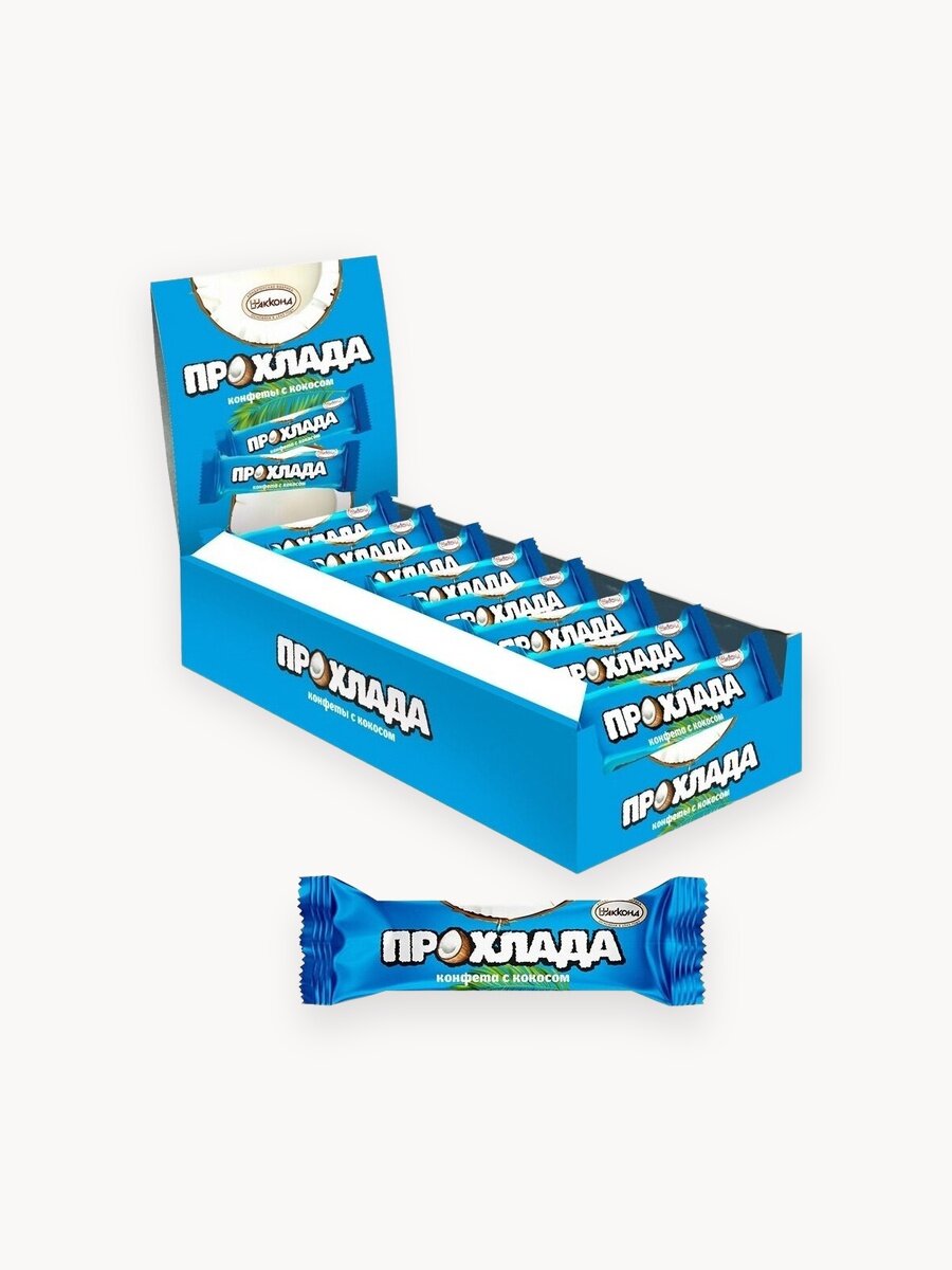 Акконд /Батончик/Конфеты "Прохлада" с кокосом 40 гр. 24 штуки/Вкус, знакомый с детства
