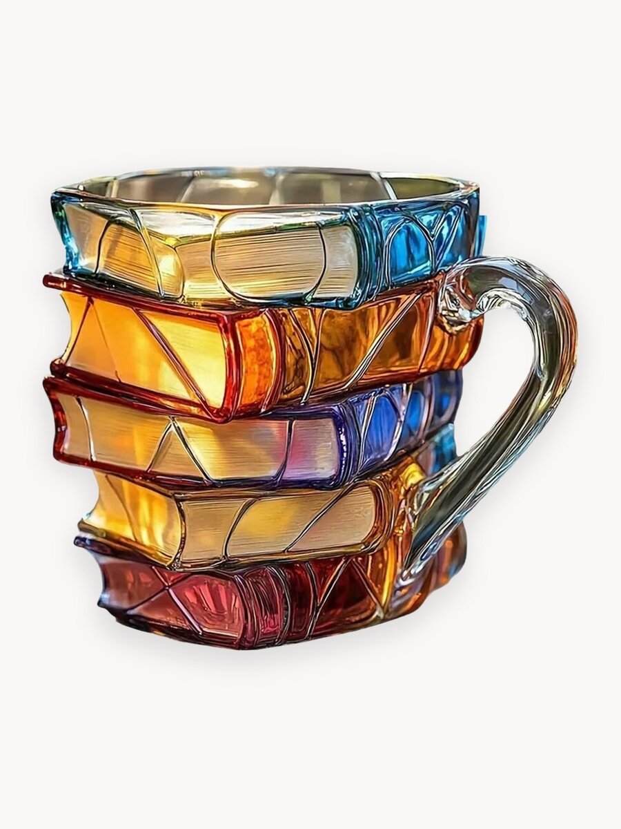 Цветные стекла, книжные бокалы, С ручкой, milochic Чашка кофейная, 1 шт