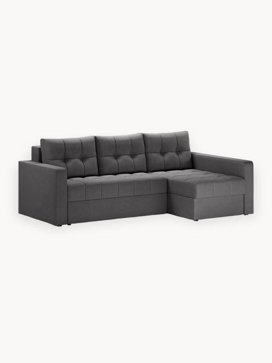 Диван угловой WESTENY "ART-102 правый" 236х155х81, 150х208, 3 места, темно-серый велюр