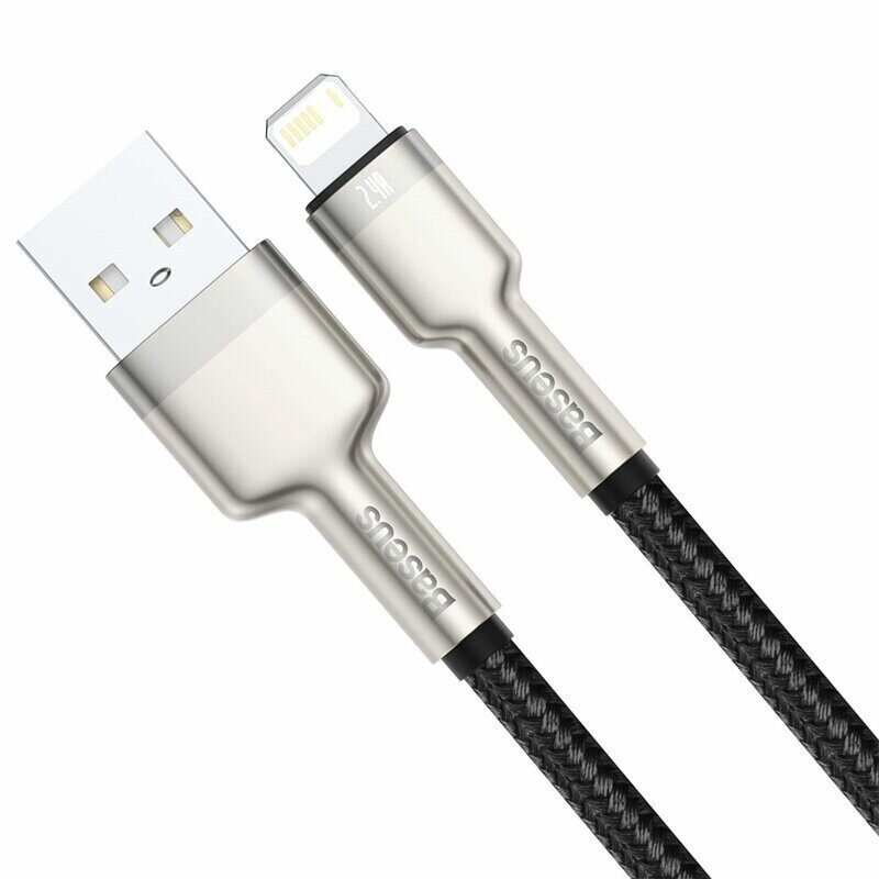 Кабель для зарядки и передачи данных Baseus Cafule Metal Data USB - Lightning cable 2.4 A 0.25 m black (CALJK-01)