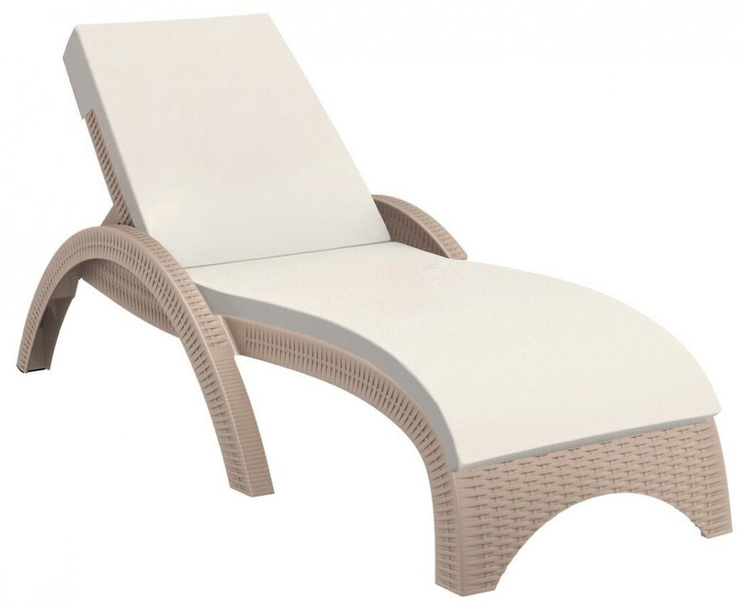 Шезлонг пластиковый с матрасом Siesta GS 1009 (Fiji), лежак пляжный, для дачи, бассейна, Турция, бежевый