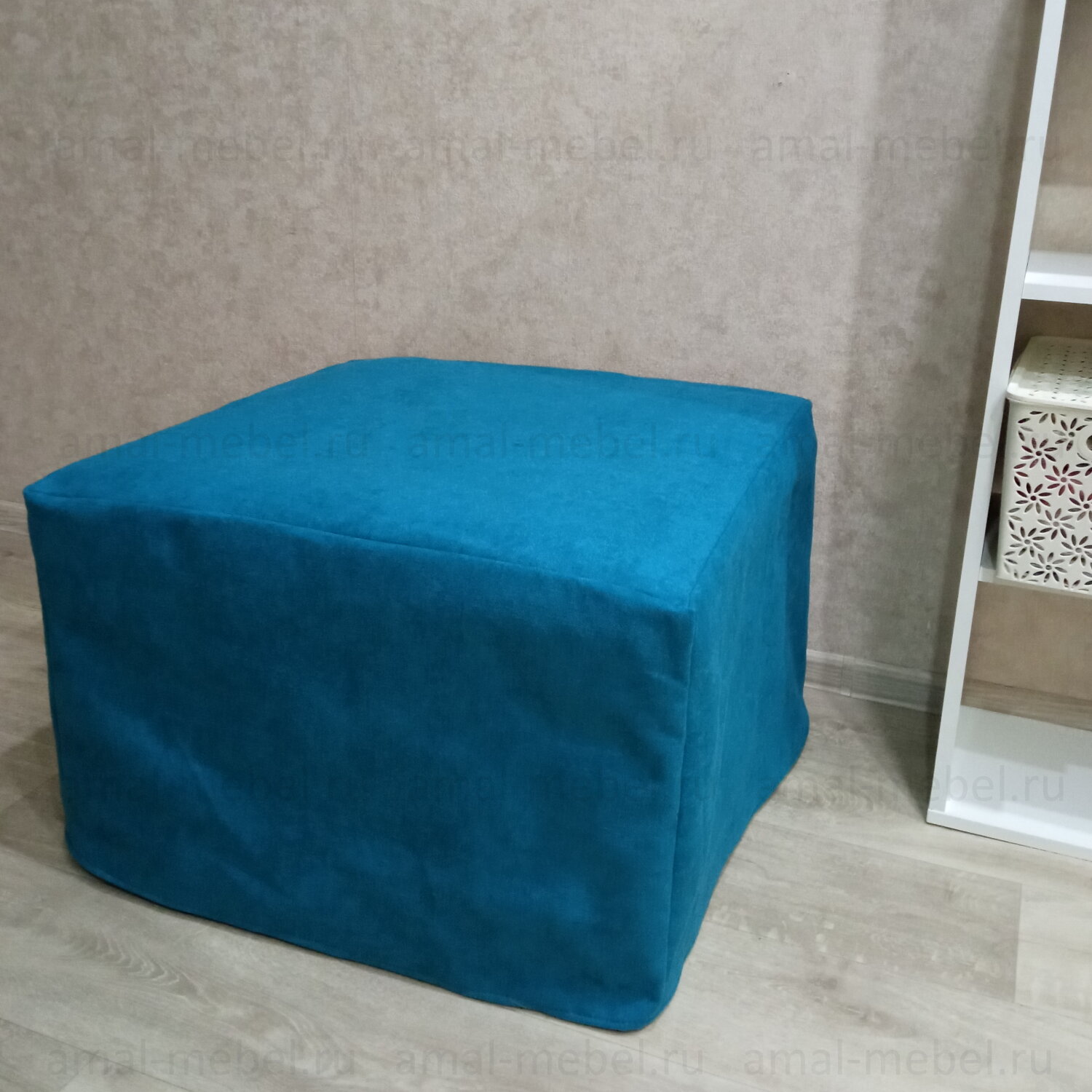 Пуф кровать на колесиках, 80*80см, Матрас 10см, Изумруд