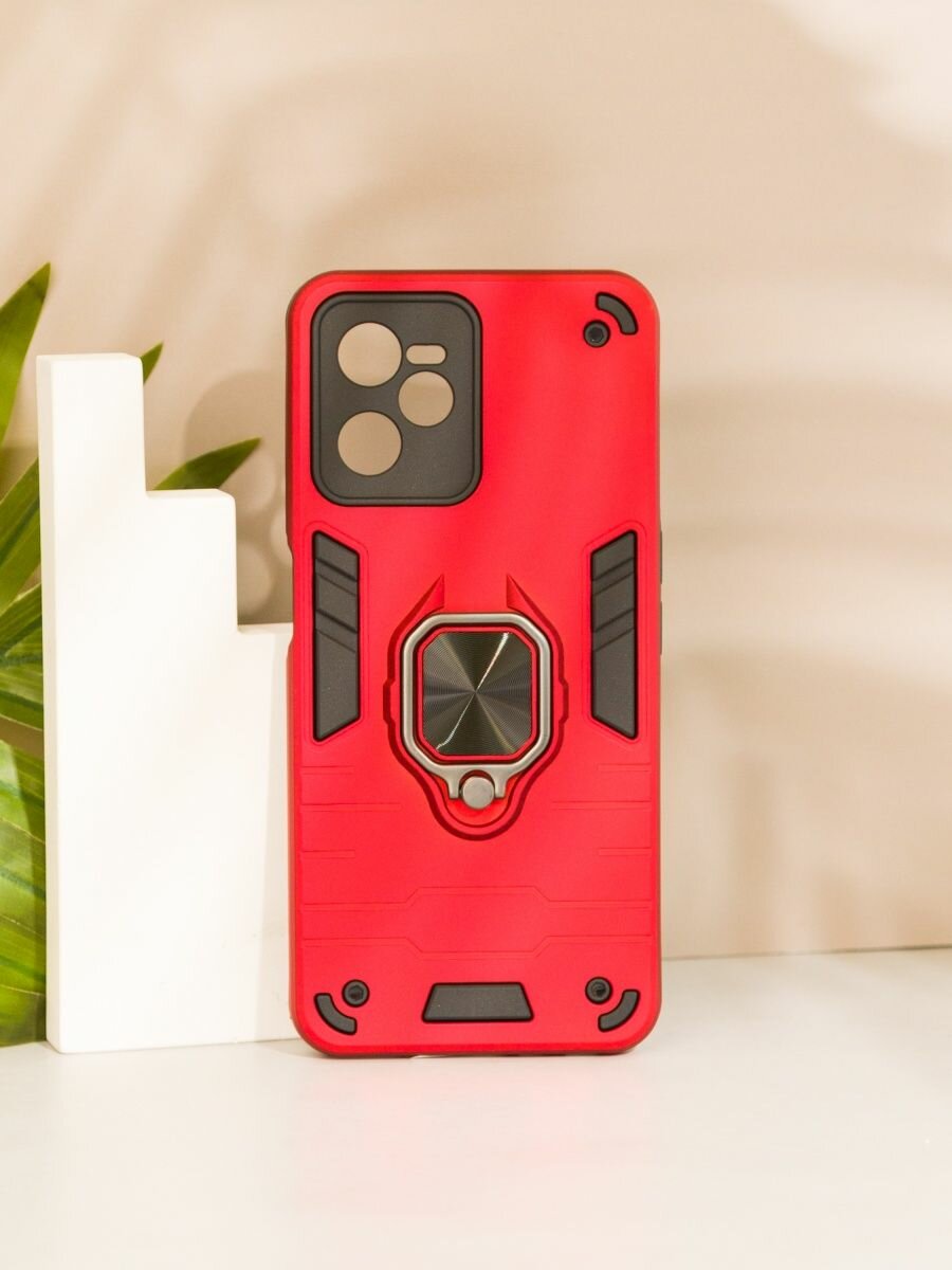 Чехол "О'кейси", для Realme C35, бронированный, с подставкой, магнитный, красный