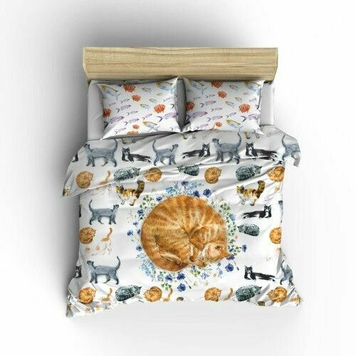 Арт комплект постельного белья Котик 1.5 спальный, 50/70