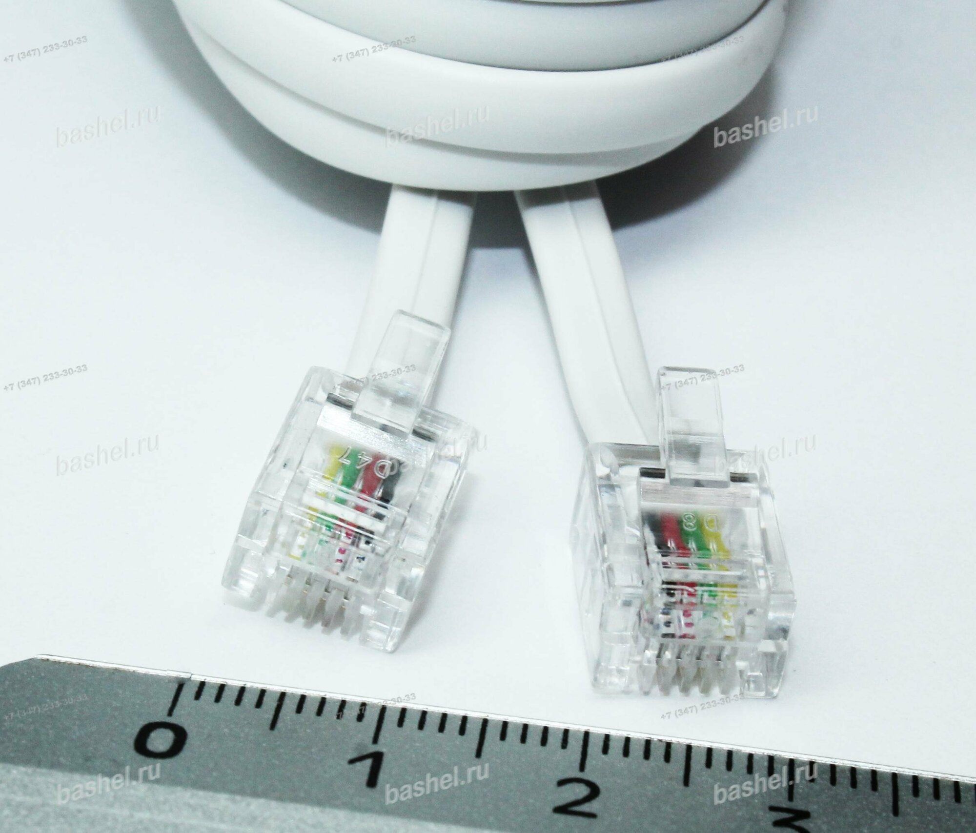 Шнур телефонный 6P4C, белый 7,0 м REXANT