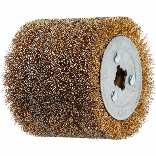 Wortex Щетка стальная с латунным покрытием 100х120 мм 0,5 мм (диаметр 120 мм, ширина 100 мм, посадочный диаметр 19 мм, проволока 0,5 мм) (SW1012SW0051