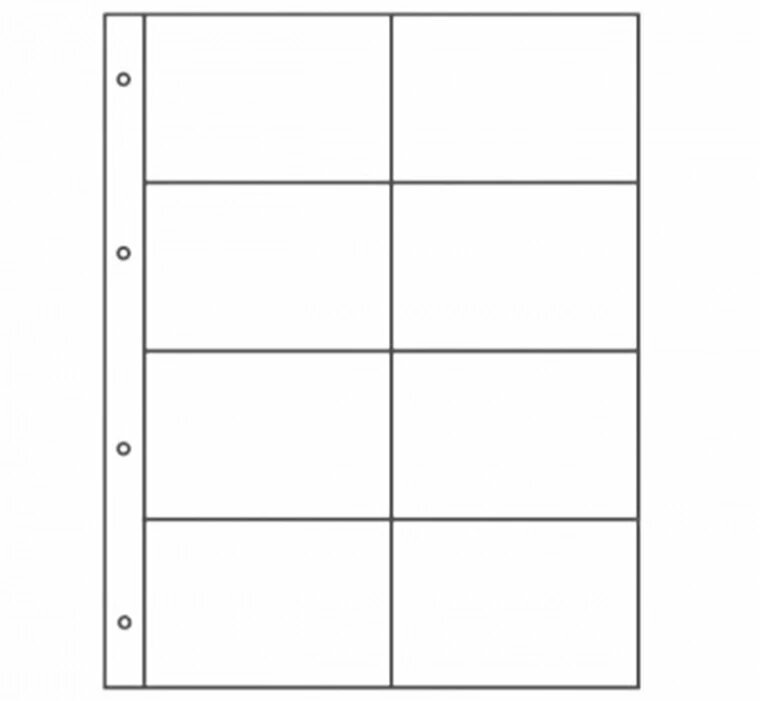 Лист для 8 банкнот, ячейка 90х55 мм, стандарт оптима