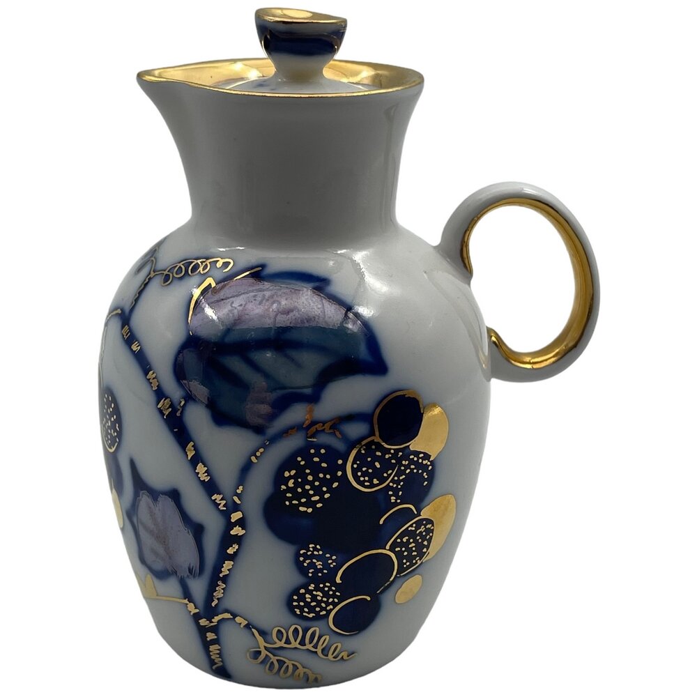 Сливочник "Виноград" с крышкой, 1960-1969 гг, автор Лепорская А. А, худ. Блак Л. К, ЛФЗ, СССР