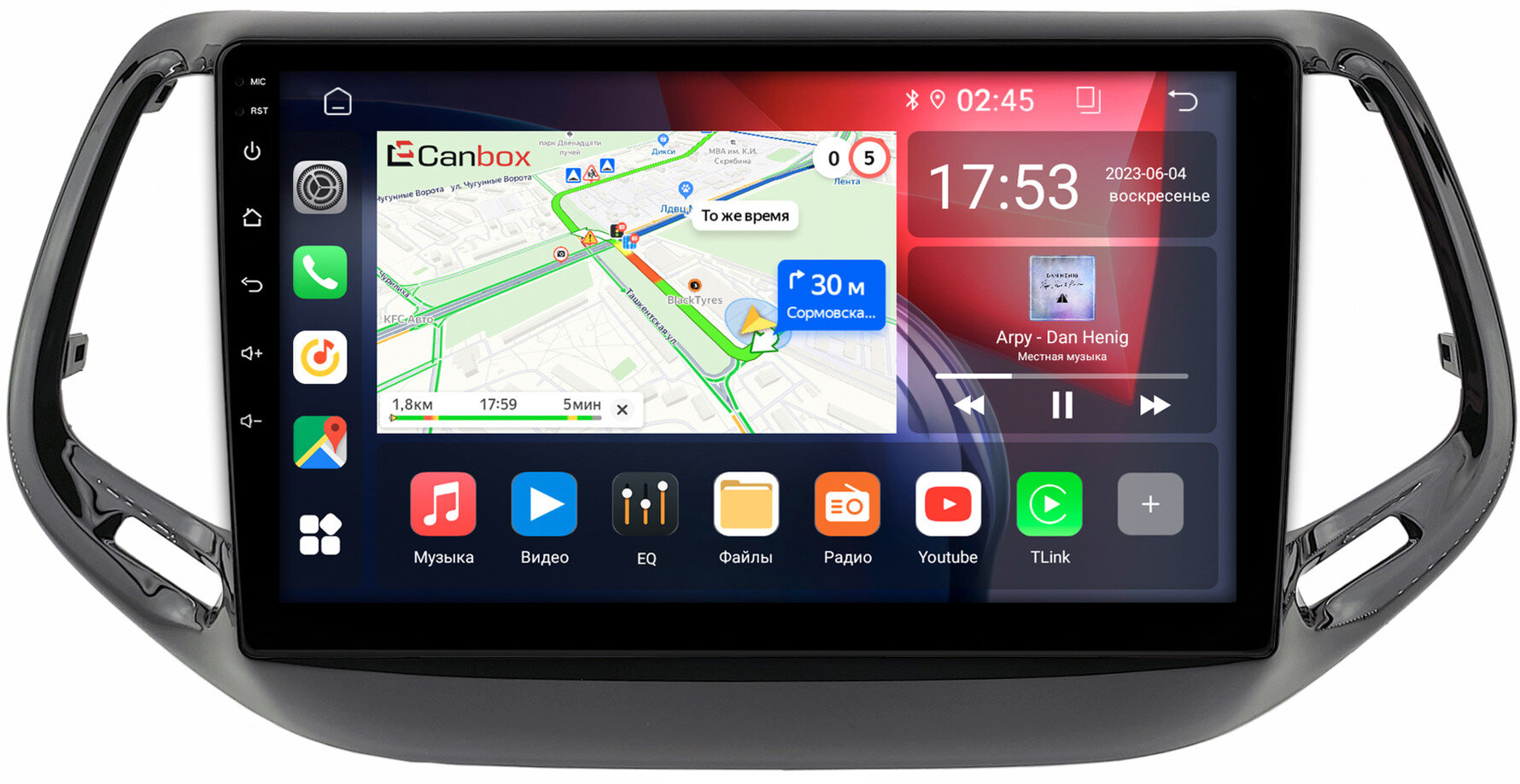 Штатная магнитола Canbox GTR10-3500 для Jeep Compass 2 2017-2025 на Android 10 (IPS, DSP, CarPlay)
