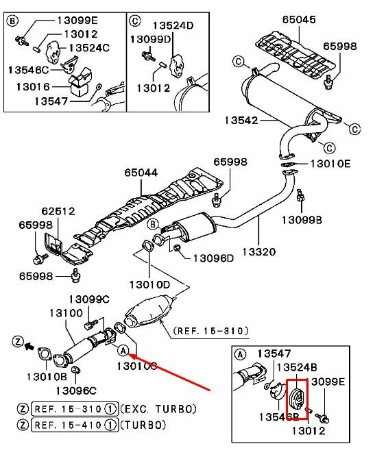 Резиновый подвес глушителя Mitsubishi Outlander 3 2012-