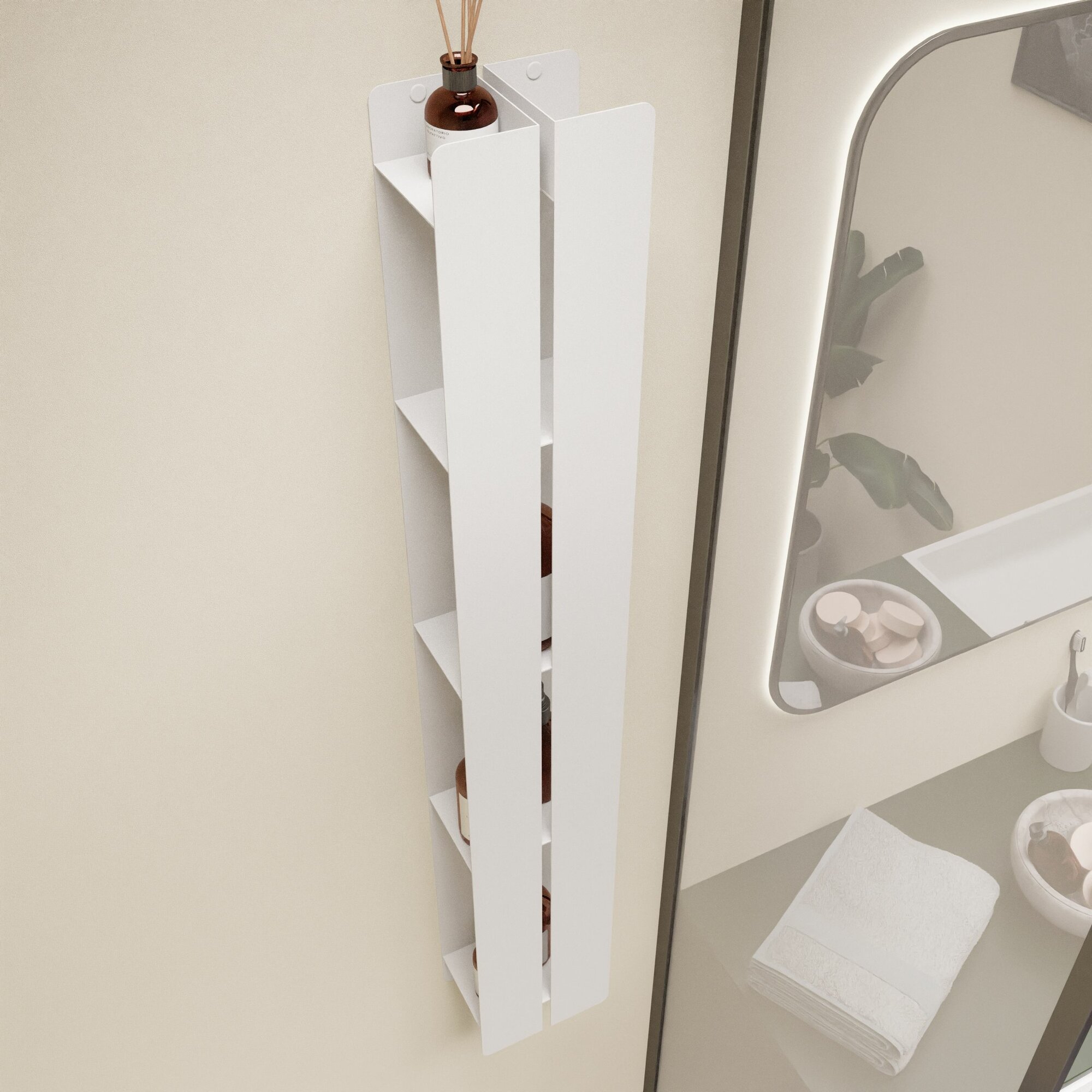 Полка для ванной комнаты Tesoro 100 х 15 х 10 см, металлическая навесная, белая