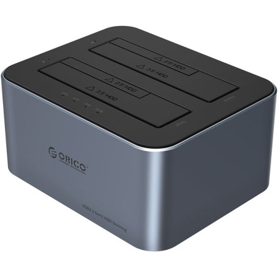 Док-станция для HDD 2.5'/3.5' Orico 6626C3-C-V1, 2 слота 2,5"/3,5", Type-C, серый