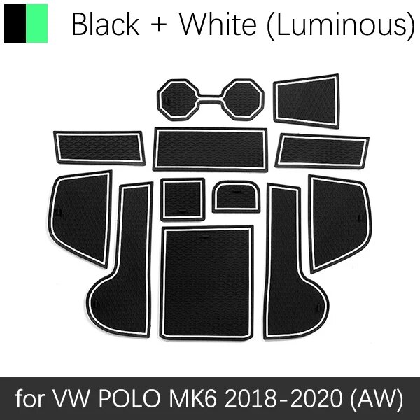 Для VW Volkswagen POLO MK6 AW 2018 2019 2020 резиновый противоскользящий коврик для двери, подушка для чашки, подушка для телефона, подставка для ворот, автомобильные аксессуары White