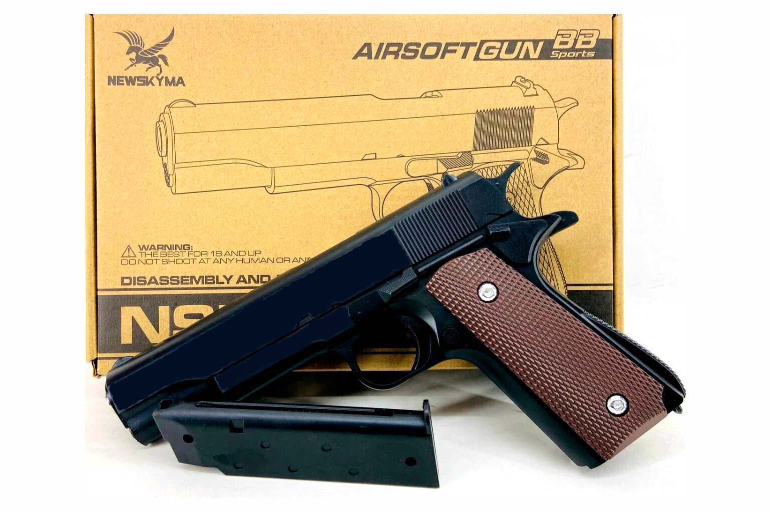 Пистолет металлический NSM.201 Airsoft Gun BB Sports, калибр 6мм