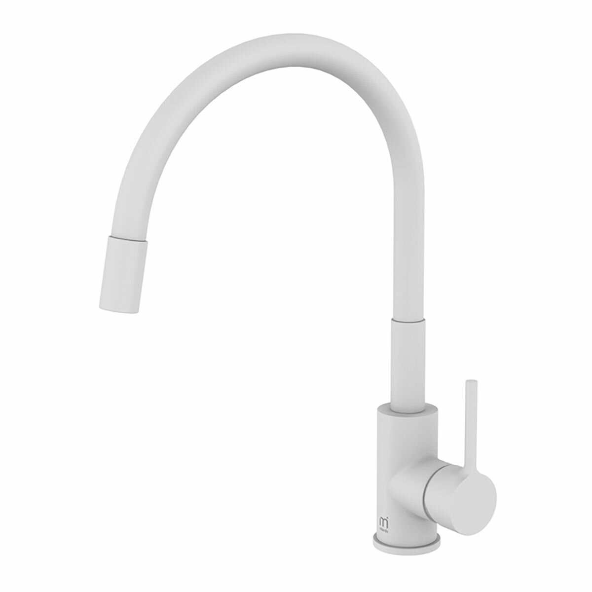 Смеситель для кухни Milardo Meal, с гибким изливом, белый матовый