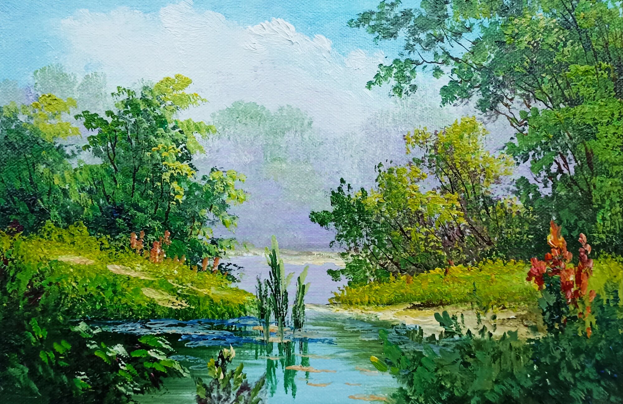 Масло/холст. 100% ручная работа, 100% живопись от Художественной мастерской Грëзы. Картина из серии "Импрессионизм". Летний пейзаж. Размер картины 20х30 см