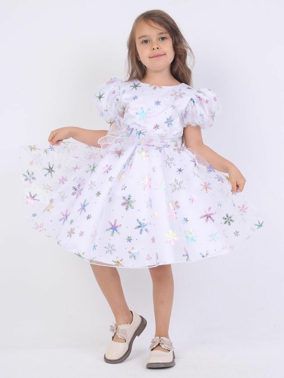 Платье Базовая коллекция. Новогоднее праздничное платье Снежинка