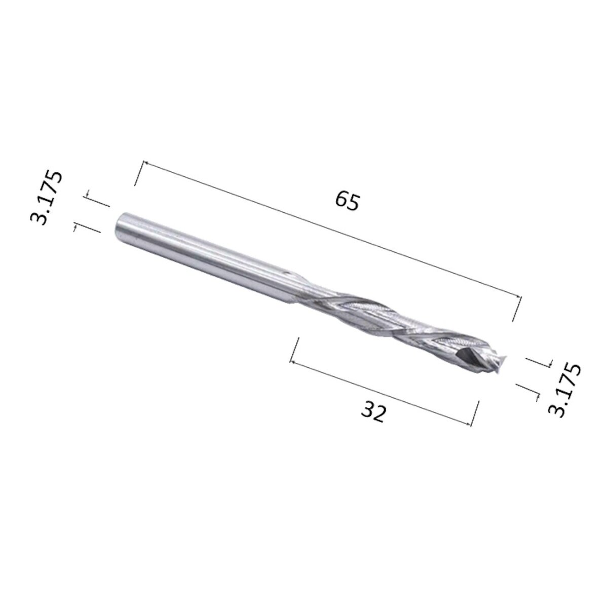 Фреза DJTOL N2FLX3.32 компрессионная спиральная двухзаходная (по дереву, композиту (АКП), пластику)