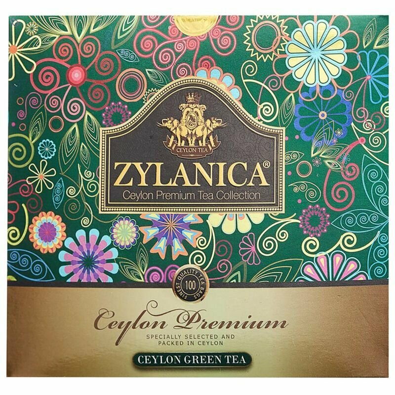 ZYLANICA Чай зеленый, Ceylon Premium Collection, 100 пакетиков