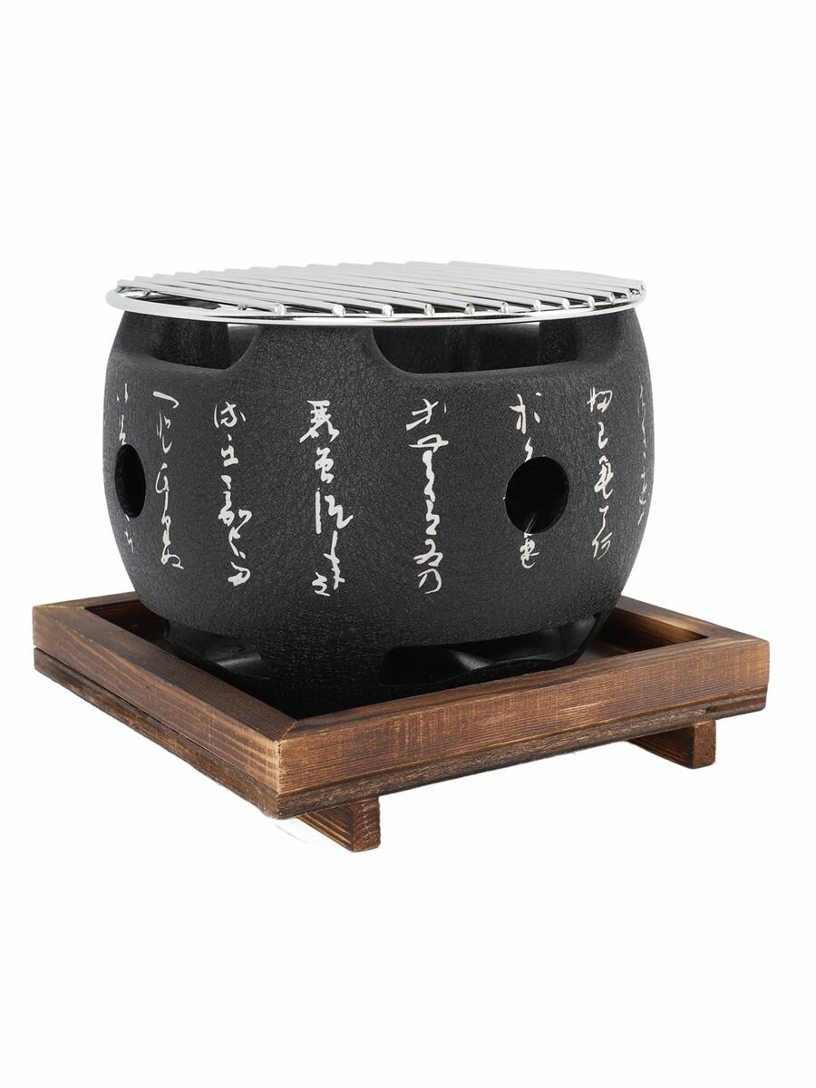 Мини-портативный японский гриль-барбекю, круглая угольная печь, бытовой инструмент для барбекю, размер L, гриль в японском стиле для приготовления пищи на открытом воздухе