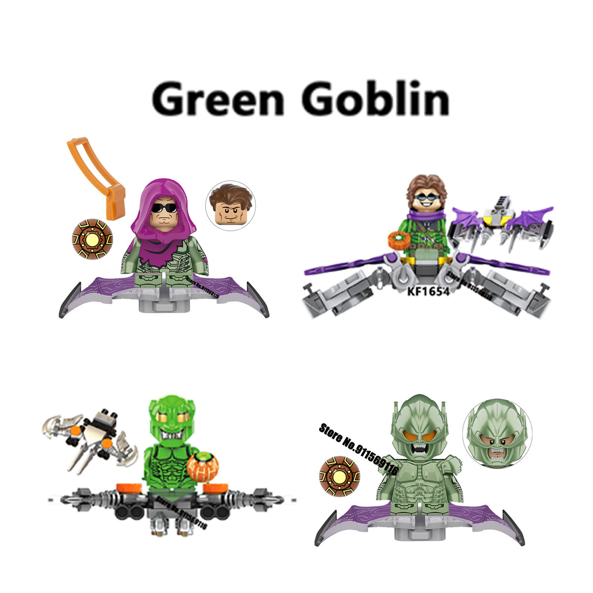 DISNEY Mysterio Doctor Octopus Spiderman Green Goblin Building Blocks Doctor Strange Sandman Lizard Action Figure Kid To