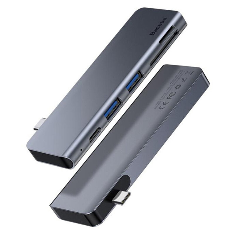 Хаб разветвитель Type C Baseus Harmonica 5-in-1 USB 3.0 Type C Power Delivery TF SD (CAHUB-K0G)