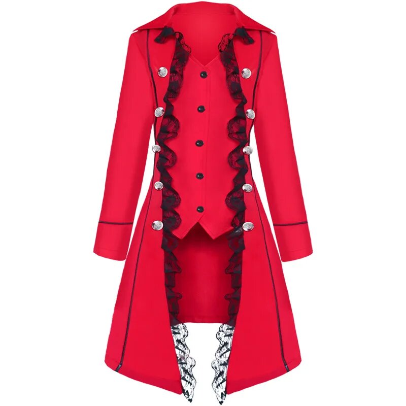 Женский готический фрак полиэстер Красный, М, red