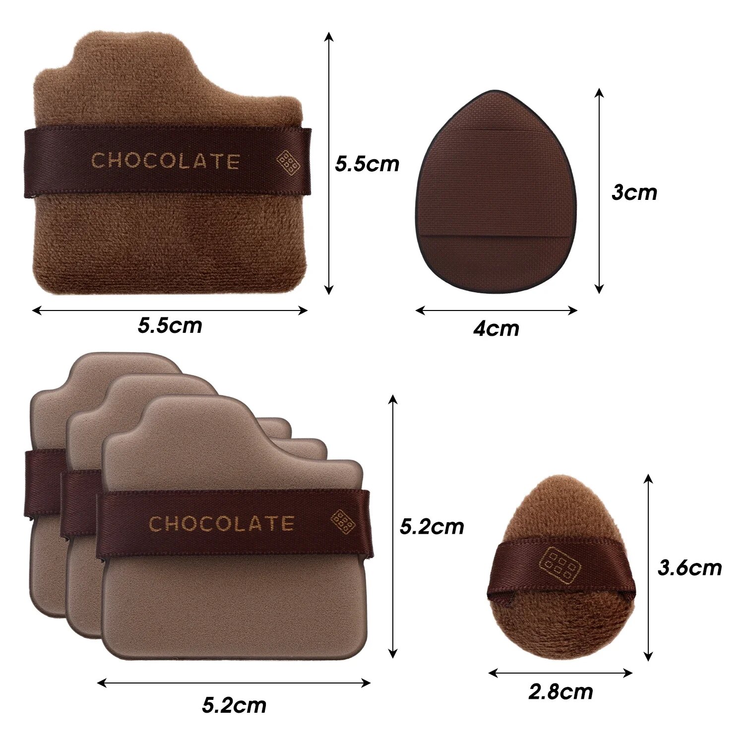 6 шт, набор косметических пуховок двойного назначения, мягкая пудра для шоколадного печенья, сухая и влажная основа, воздушная подушка, губка для макияжа, инструмент для красоты