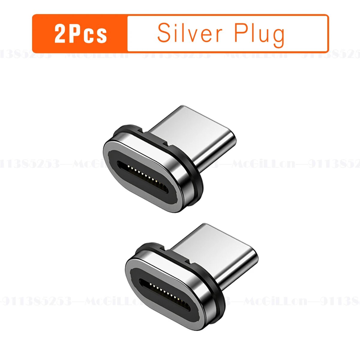 2 шт. Магнитный USB-C адаптер, серебристый