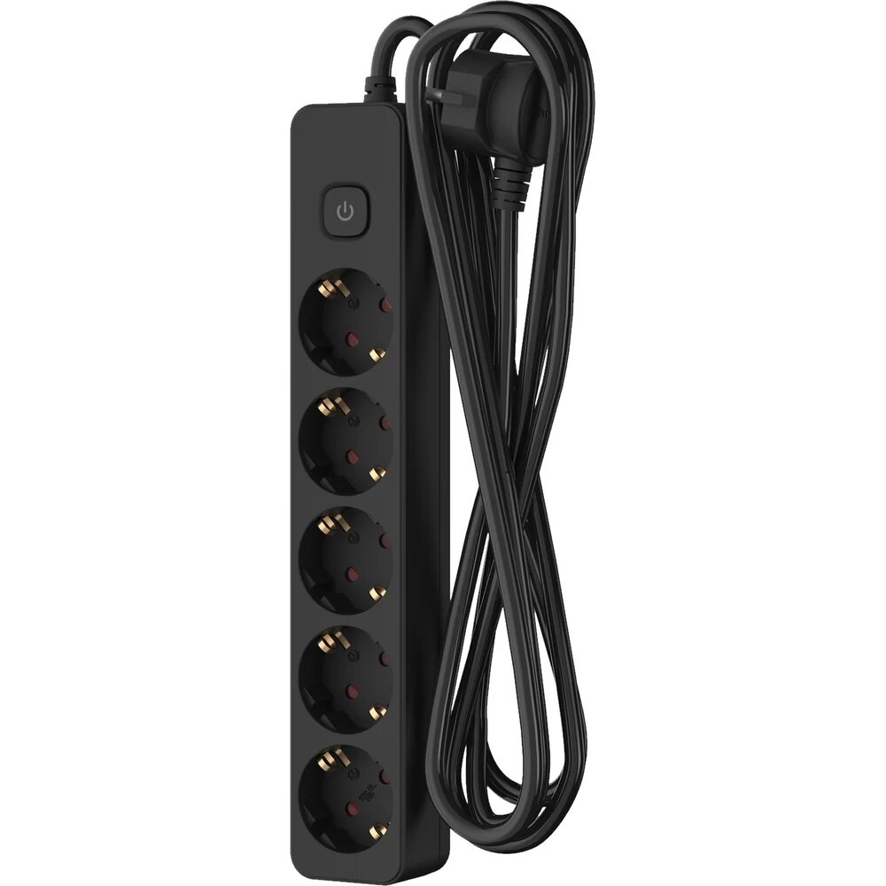 Сетевой, Фотон, удлинитель Фотон 16-35ЕS, 3м, 5 розеток, 16А, с выключателем, с заземлением, черный 22730, 3х1