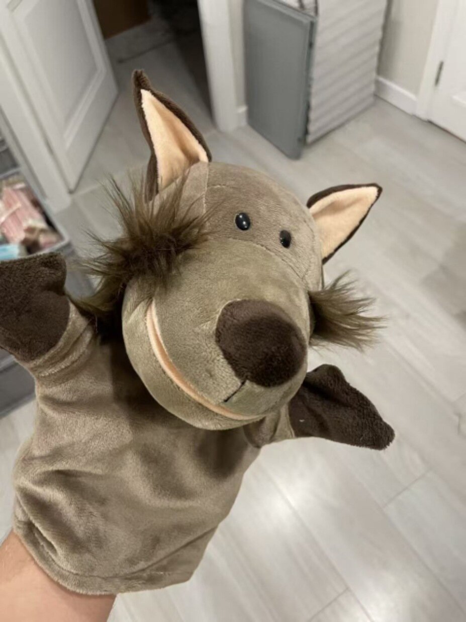 Игрушка-ручная кукла, животное, успокаивающая кукла, представление льва, подвижный рот, кукла животного, реквизит для обучения в детском саду