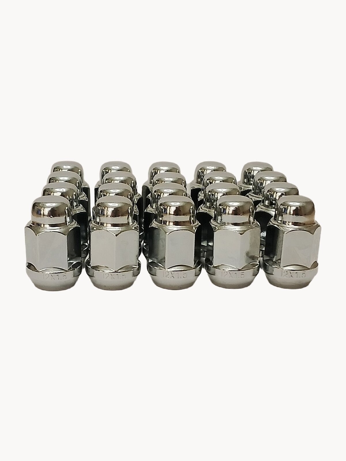 Гайки колесные Вектор М12х1,5 (конус кл.19) 20 штук, серебристые хромированные, бочонком