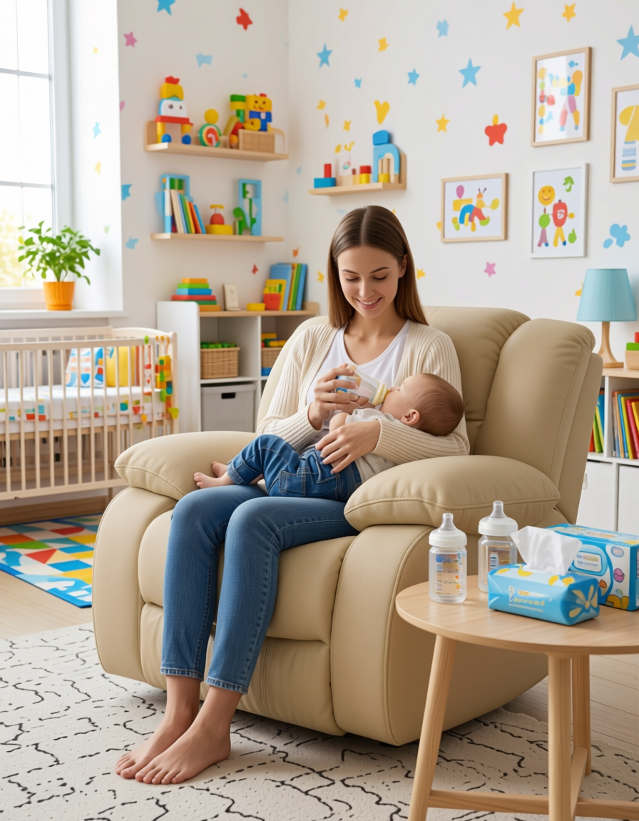 Кресло реклайнер механический "Милан", экокожа, бежевое, подлокотники, до 120кг