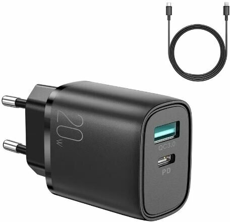 Сетевое зарядное устройство + кабель для iphone Lightning to Type-C Joyroom L-QP2011 PD 20W+QC3.0 3A черный